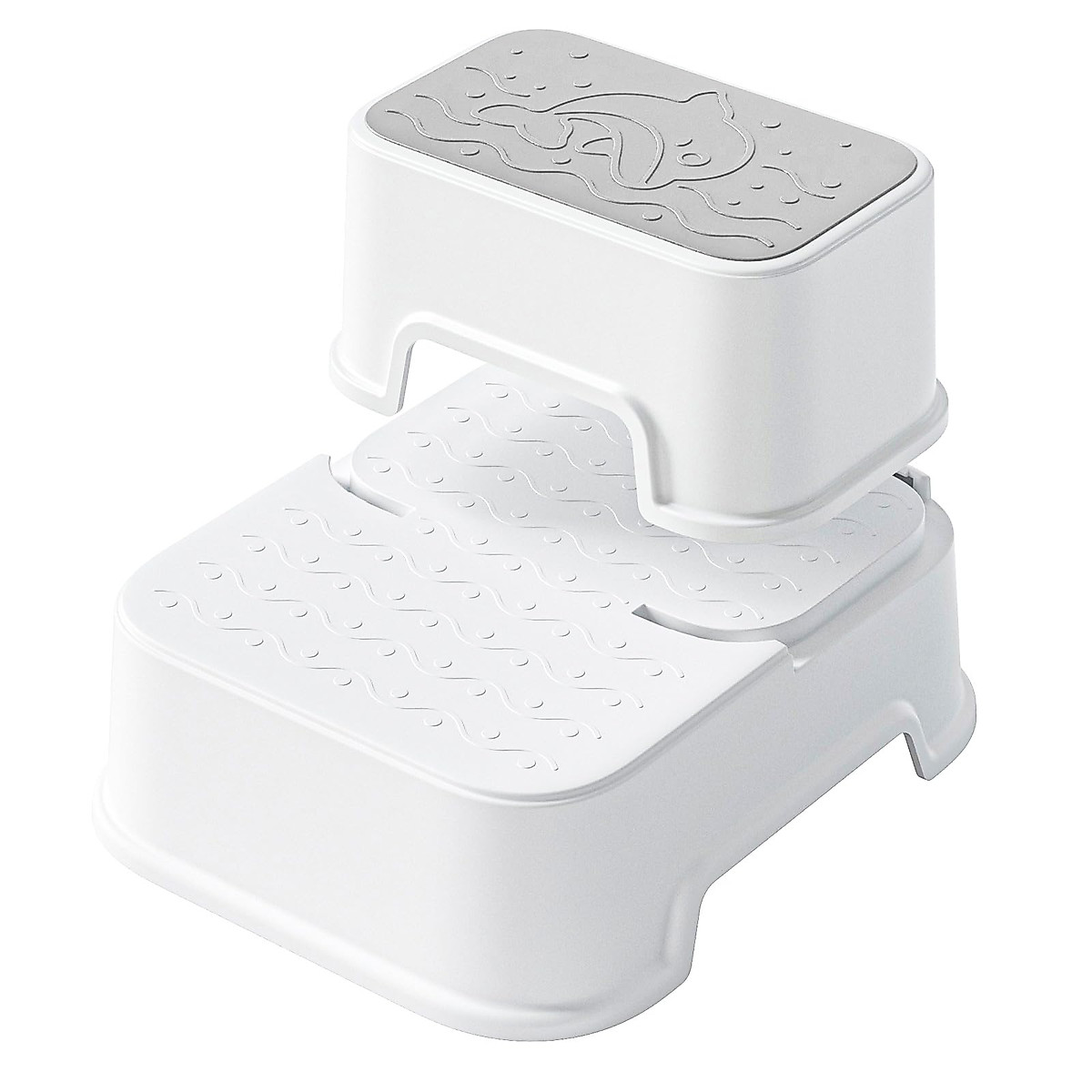 Two Step Stool for Kids, Anti-Slip Sturdy Toddler Two Step Stool for Bathroom, Kitchen and Toilet Potty Training (White)