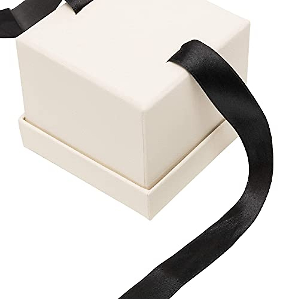 Noble Piano Wood Ring Box - Luxury Engagement Ring Box for Proposal Ring or Special Occasions - Comes with a Two Piece Packer and Ribbon (Black)