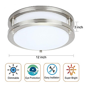 Drosbey 36W LED Ceiling Light Fixture, 13in Flush Mount Light Fixture, Ceiling Lamp for Bedroom, Kitchen, Bathroom, Hallway, Stairwell, Super Bright 3200 Lumens, 5000K Daylight White