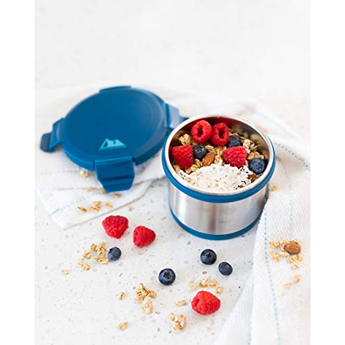 Arctic Zone Leak Proof Thermal Vacuum Insulated Food Jar Container with Safe & Easy 4 Lock Lid for Hot and Cold Food, 16oz Capacity - Blue