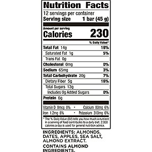 Larabar Almond Cookie, Gluten Free Vegan Fruit & Nut Bars, 1.6 oz, 12 ct