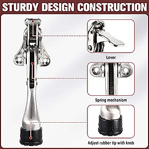 12 Pieces Heavy Duty Door Stoppers 5.35 Inches Kickdown Door Stop Adjustable Kick Down Door Stop Easy Pedal Door Stop with Rubber Tips Commercial Heavy Duty Door Stops for Bottom of Door