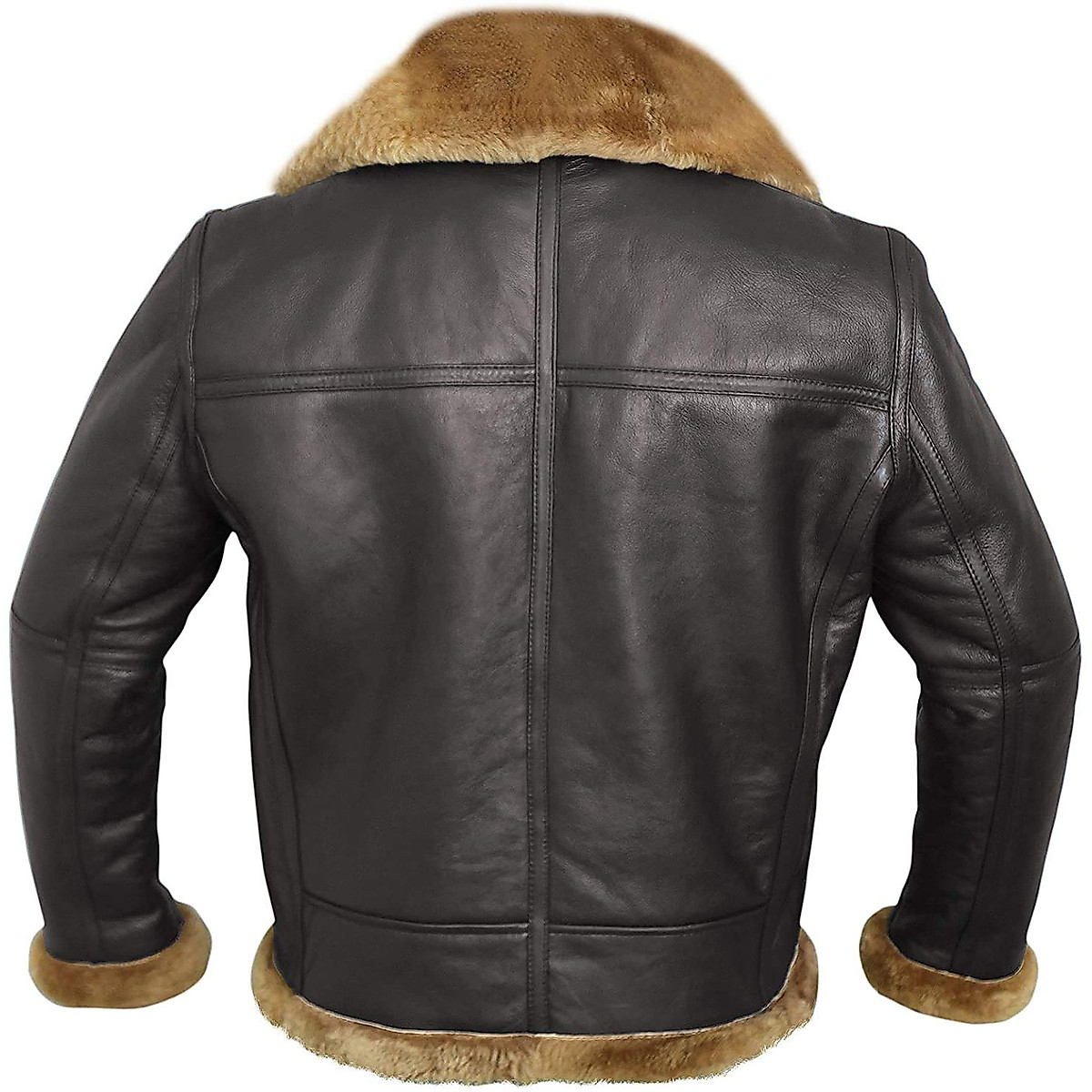 Marco Enzolani RAF Bomber Ginger Men B3 Bomber Jacket Aviator Real Shearling bomber Sheepskin Leather Jacket (Brown, m)