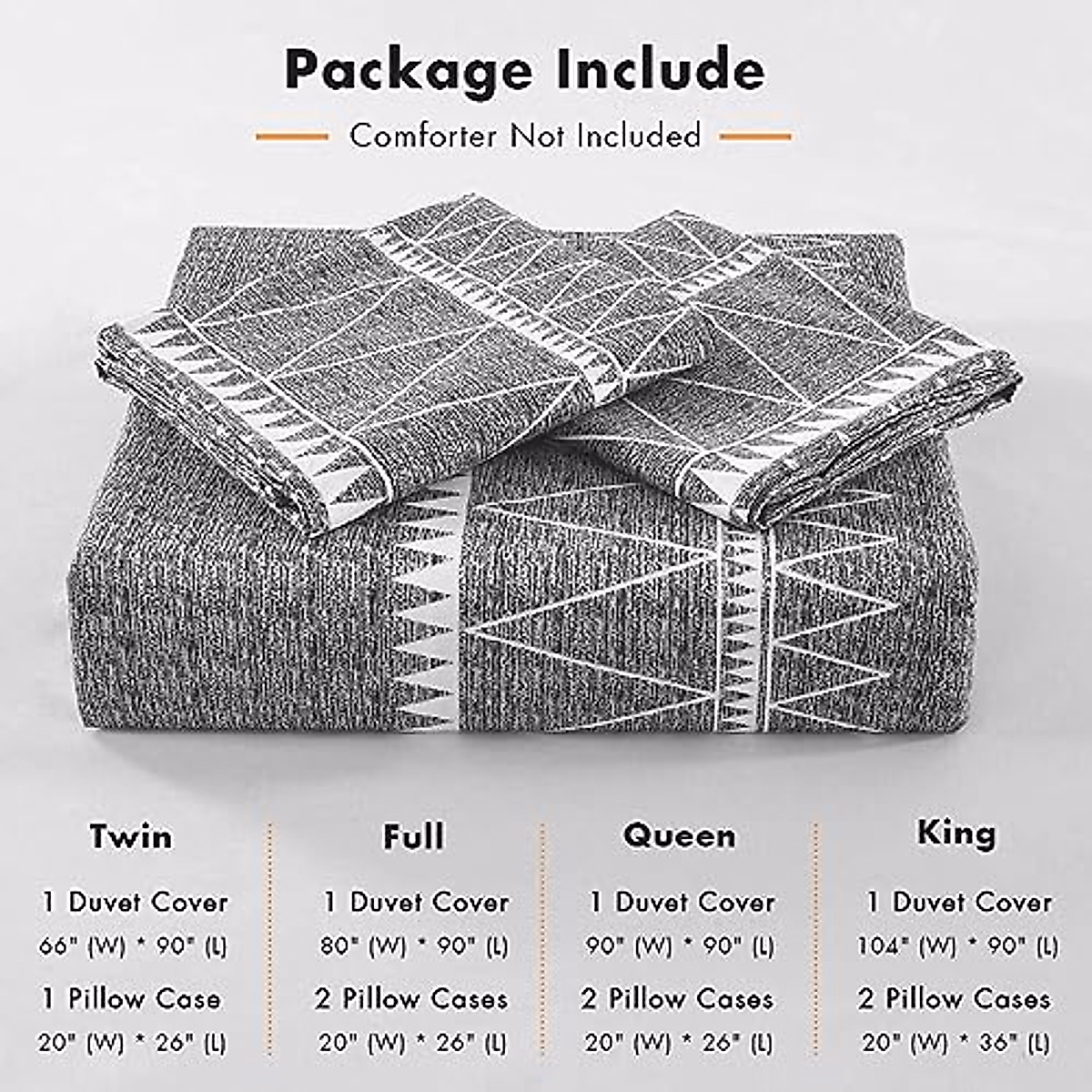 Tokokimo Duvet Cover King Size, Soft Microfiber Boho Aztec Quilt Cover Set Gray Bohemian King Bedding Duvet Cover Sets with Zipper Closure Corner Ties