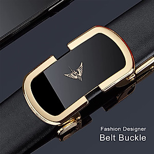 VANNANBA Leather Ratchet Belts for Men Fashion Automtic Buckle Waist Belt,Mens Belt with Gift Box