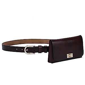 Fashion Belt for Women`s Dress and pants with Removable Mini Waist Bag, Cell Phone Pocket (Coffee), 43 inch