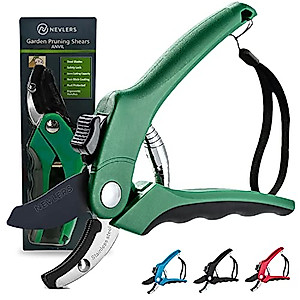 Nevlers 8" Anvil Pruning Shears for Gardening | Garden Clippers with Stainless Steel Blades & 8mm Cutting Capacity | Heavy Duty Gardening Tools | Hand Pruners for Gardening | Green Garden Pruners