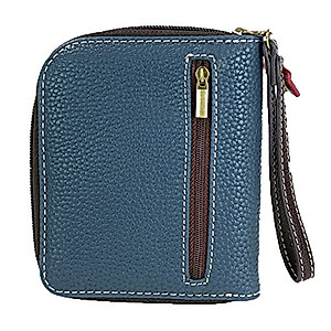 CHALA Zip Around Wallet, Wristlet, 8 Credit Card Slots, Sturdy Pu Leather - Horse - Navy