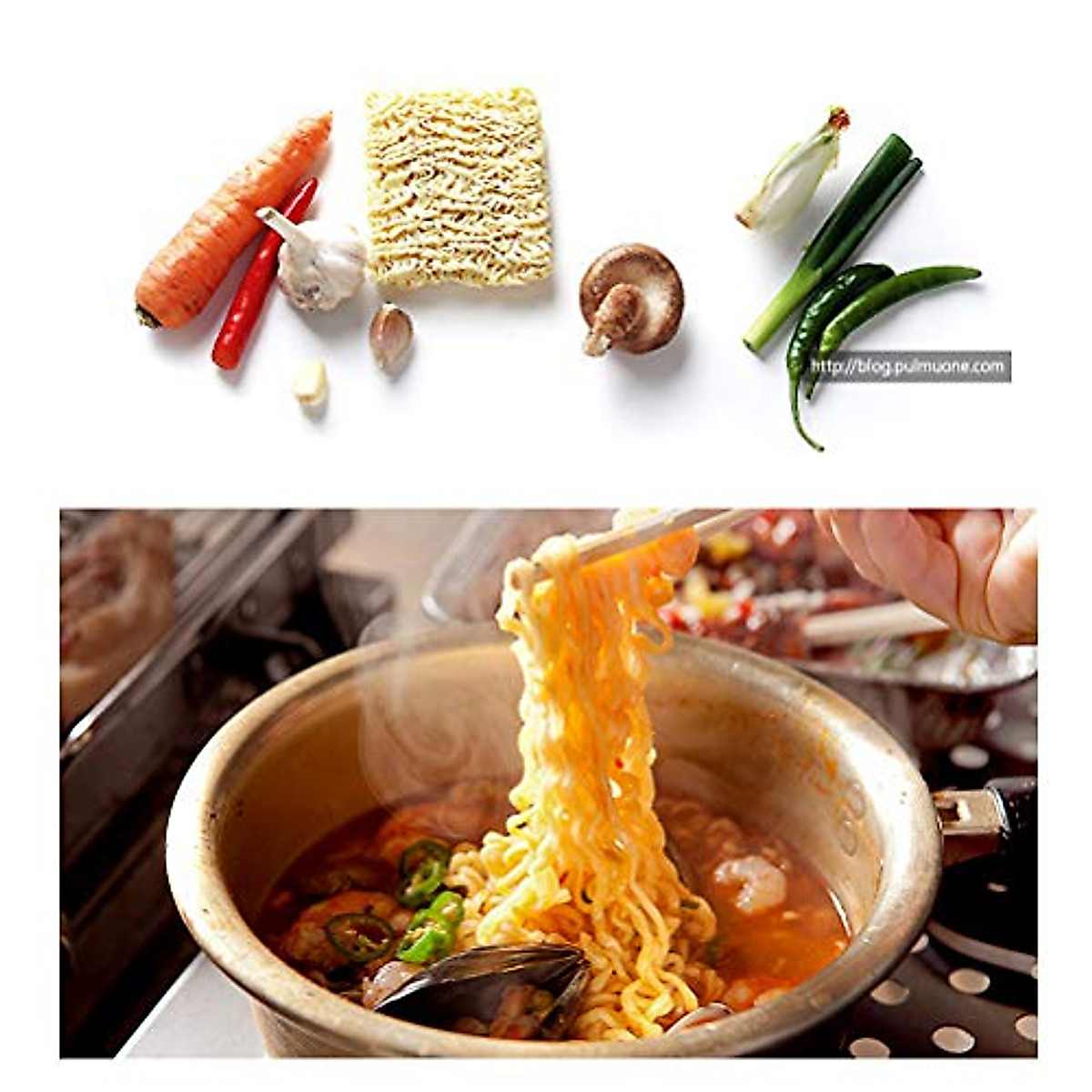 Ramen pot, fast Korean noodle cooker, 3 minute boiler for soup pasta egg, easy light cookware with lid