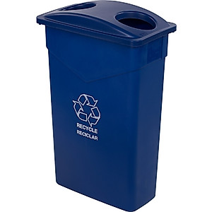 Carlisle FoodService Products TrimLine Rectangle RECYCLE Waste Container, 23 Gallons, Blue