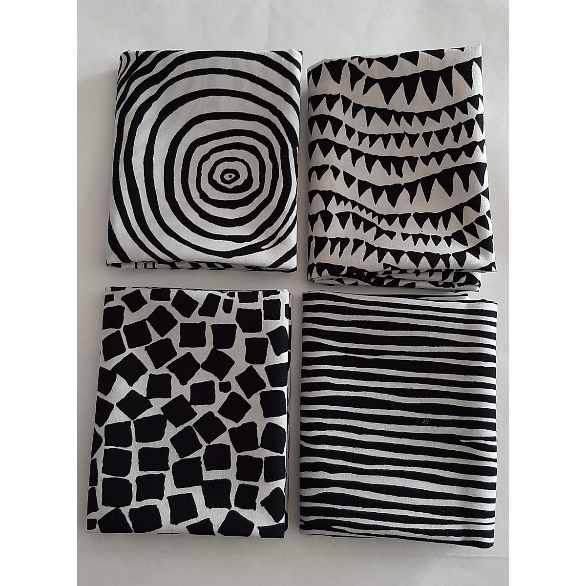 4 (Four) Kaffe Fassett Fat Quarters FQ 18 x 22 Cotton Fabric Quilt Black & White