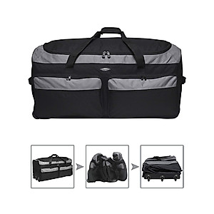 Travelers Club 36" Asgard 3-Wheel Rolling Duffel Bag, Black