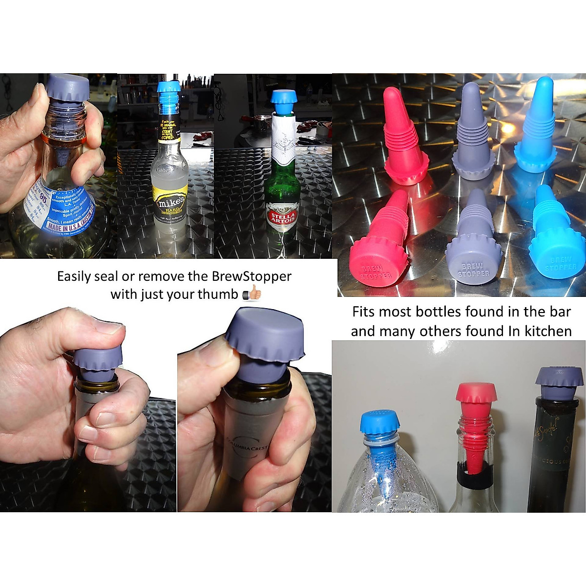 Brew Stopper 6 Pack Ideal Wine Stopper Beer Stopper Spirt Compare to Rabbit Wine Stopper champagne stopper Model: BStop6 (Home & Kitchen)