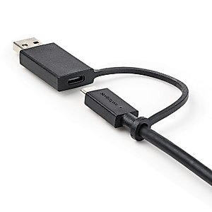StarTech.com 3ft (1m) USB-C Cable with USB-A Adapter Dongle - Hybrid 2-in-1 USB C Cable w/USB-A - USB-C to USB-C (10Gbps/100W PD), USB-A to USB-C (5Gbps) - Ideal for Hybrid Docking Station (USBCCADP)