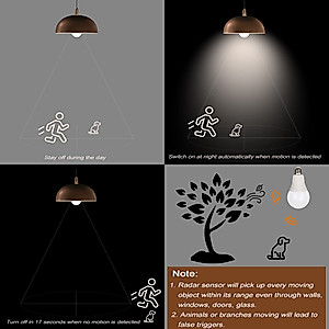GREENIC Radar Motion Sensor Light Bulbs, 3000K Warm White 15W (100W Equivalent) E26 A21 Upgraded Motion Activated Dusk to Dawn LED Bulbs for Outdoor, Porch, Garage, Driveway, Patio, Stairs
