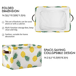 Pineapple Storage Basket Bins Sturdy Toy Storage Organizer Bins Laundry Basket with Handles for Bedroom Office Clothes Pet Nursery Living Room,2 pcs
