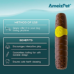 AmeizPet Beef Flavor Joint Dog Chew Toy for Medium/Large Breed Dogs, Indestructible Durable Long Lasting 100% Nylon Dog Chew Toy for Aggressive Chewers - Funny Cigar Dog Toy to Keep Them Busy