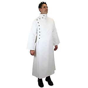 Historical Emporium Men's Cotton Twill Mad Scientist Howie Lab Coat, Victorian Steampunk Halloween Costume Cosplay S White