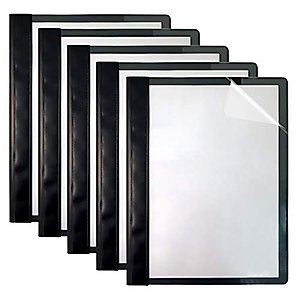 Ultra Durable Clear Front Report Covers, 25 Per Box, Letter Size, Black, Poly Back Cover, with Fasteners, Lay Flat, by Better Office Products, Box of 25