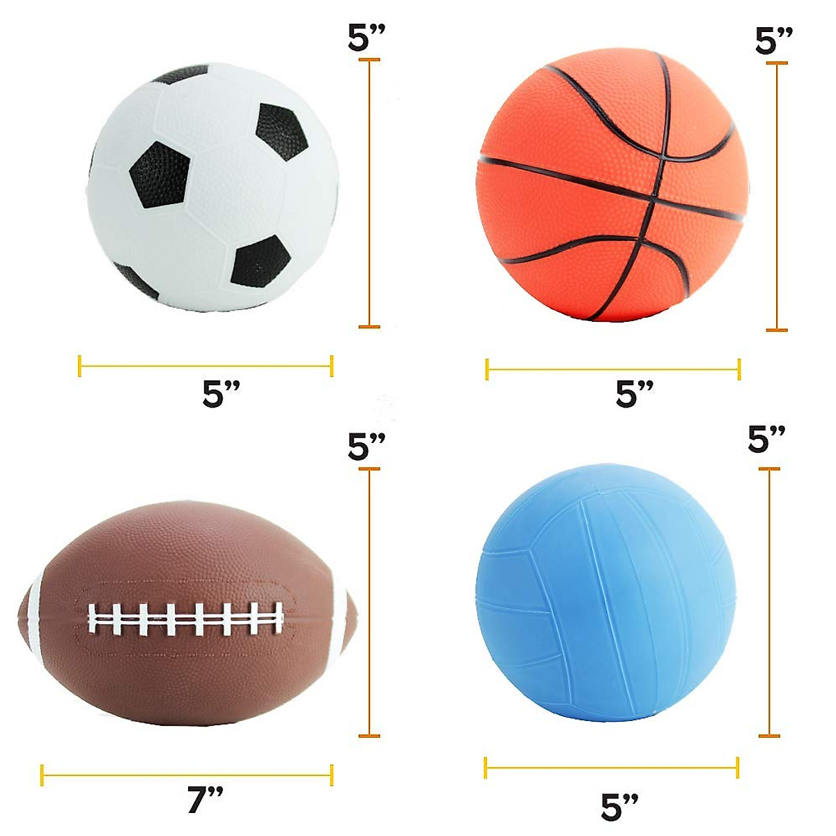 Boley 4 Piece Playground Ball Set - Includes Soccer Ball, Basketball, Football, Volleyball, and Ball Pump - Great for Backyard Games, Outdoor Sports, Schoolyard Activities