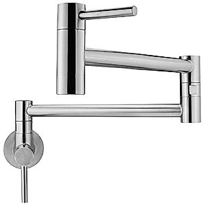 Geyser GF46-S Andorra Series Stainless Steel Wall Mount Two Handle Pot Filler Faucet (Brushed Stainless Steel Finish)
