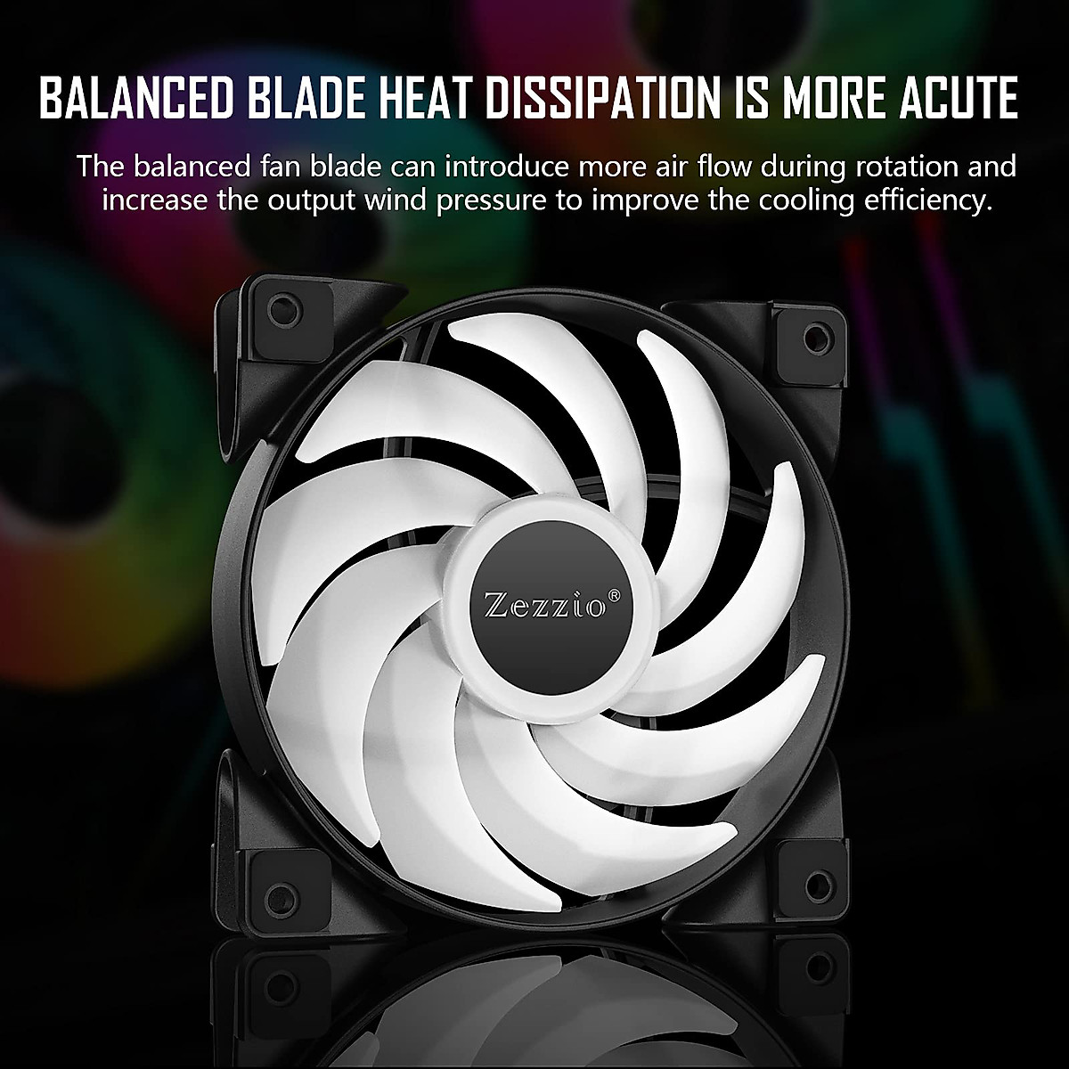 Zezzio 3PCS LED Cooling Fans for PC Case 120mm 3PIN/4PIN CPU Coolers Radiators(3pcs LED Color