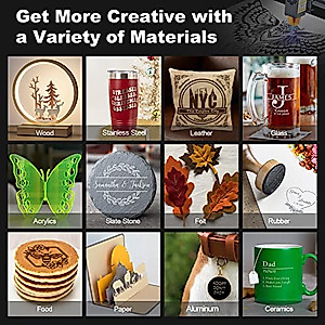 ORTUR Laser Master 3 with Foldable Feet Laser Cutter, 10W Output Power 0.05 * 0.1mm Compressed Spot Laser Engraver, Laser Engraving Machine for Wood and Metal, APP Control (with Air Assist Nozzle)