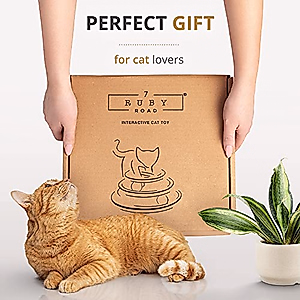 7 Ruby Road Cat Ball Track Toy 100% Natural Sustainable Wood Interactive Cat Toy - Interactive Indoor Cats Toy for When You are Away - Self Play Interactive Cat Toy for Indoor Cats Toy Ball Track