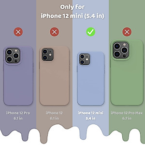OuXul Compatible with iPhone 12 Mini Case,Liquid Silicone Gel Rubber Phone Case,iPhone 12 Mini Case 2020 Cover 5.4 Inch Full Body Slim Soft Microfiber Lining Protective Case(Lilac)