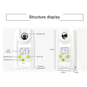 Brix Refractometer Meter, Digital Sugar Meter, Measuring Range Brix 0-53%, Accuracy Brix ±0.2%, 3s Fast Measurement, Zero Point Calibration, for Fruit, Food, Beverages