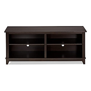 ROCKPOINT 58inch TV Stand Media Console for TV’s up to 65 Inches, Home Living Room Storage Console, Entertainment Center with 4 Open Storage Shelves, Modern TV Console Table (Mahogany Brown)