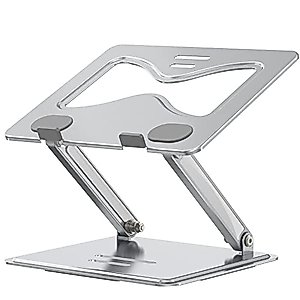 HUANUO Adjustable Laptop Stand for Desk, Computer Stand for Laptop, Laptop Stand Adjustable Height, Foldable Portable Laptop Riser Compatible with 10"-17" Laptops, Notebooks, Tablets, Silver