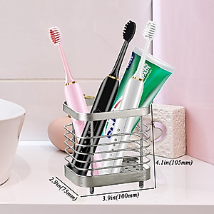 KEINEUX Utensil Holder Kitchen Countertop Organizer, Cutlery Drainer Sink Caddy Storage Drying Rack for Silverware Flatware and Cookware, Stainless Steel, Silver-4"