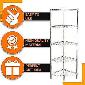 Juggernaut Storage White 5-Tier Corner Steel Wire Shelving Unit (14 in. W x 47 in. H x 14 in. D), WSCR141447-5WH