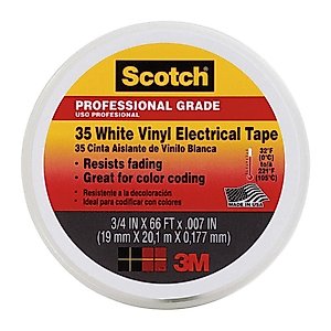 3M 10828 Scotch 35 Vinyl Electrical Color Coding Tape, 3/4-Inch x 66ft, White
