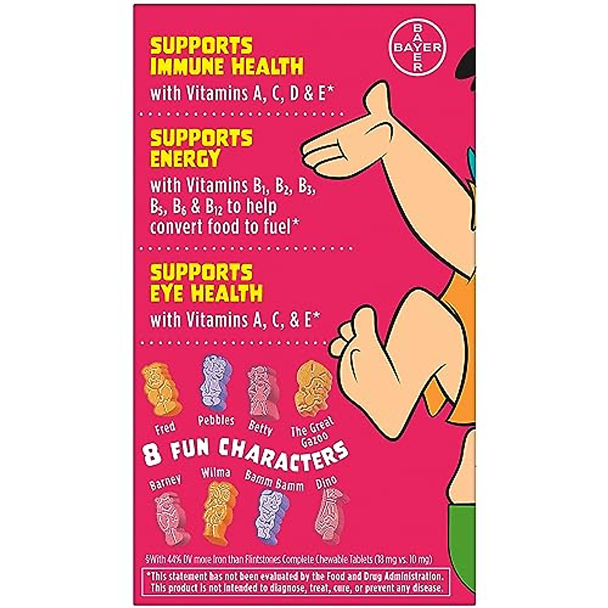 Flintstones Vitamins Chewable Kids Multivitamin with + Extra Iron, Toddler & Kid Vitamins with Vitamin C, D, Vitamin B12 & Iron for Kids, 90 Count