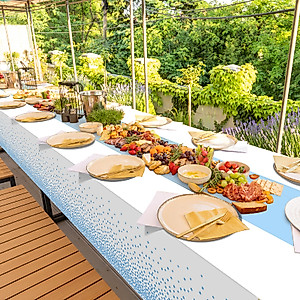 3Pcs White and Light Blue Tablecloth Party Decorations,Plastic White Table Cloth Printed Baby Blue Table Runner Disposable Rectangle Table Cover for Birthday Baby Shower Wedding Party,54 x108 Inch