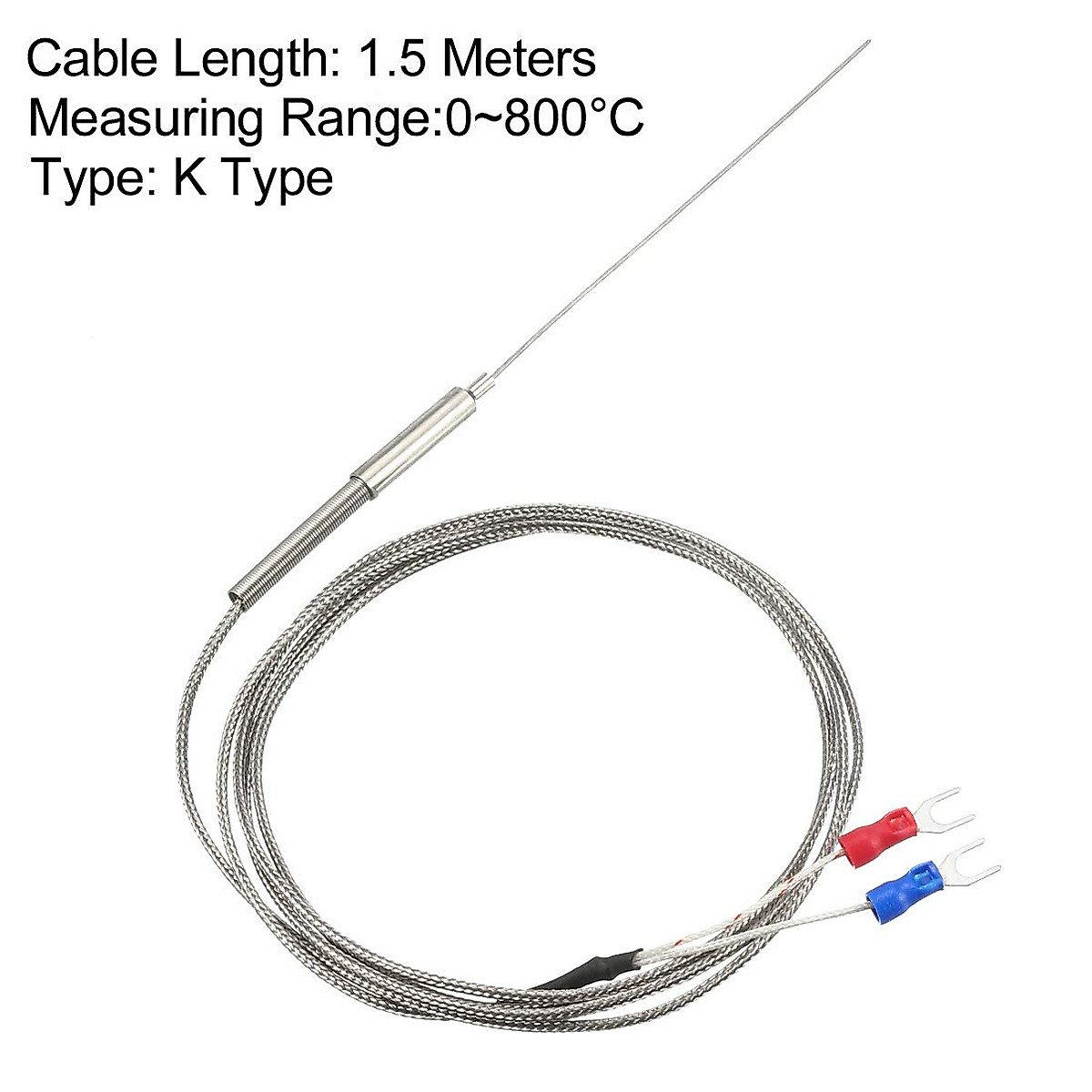 uxcell K Type Thermocouple Temperature Sensor Probe 1x100mm(0 to 800C) 5ft Temperature Controller