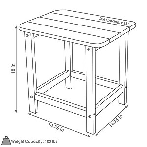 Sunnydaze All-Weather White Outdoor Side Table - Modern Square Adirondack Side Table - Stylish Patio Furniture Accessory - Perfect for Yard, Patio, Garden and Poolside