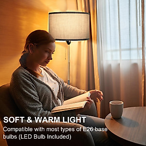 Modern Floor Lamp for Living Room Traditional Farmhouse Floor Lamps Mid-Century Pole Lamp with Linen Lamp Shade, Standing Tall Floor Lamps for Bedrooms and Office (Grey)