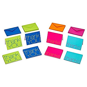American Greetings Thank You Cards with Envelopes, Bold Multicolored (50-Count)
