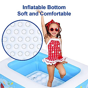 Inflatable Kiddie Pool, 47"x35"x13" Baby Pools with Inflatable Soft Floor, Durable Blow Up Pools for Kids, Backyard, Garden