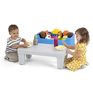 Simplay3 Play Around Toy Box Table – Multipurpose Kids Toy Box and Toddler Play Table for Toys, Art Supplies, Crafts – Durable, Plastic Large Toy Box, Made in USA