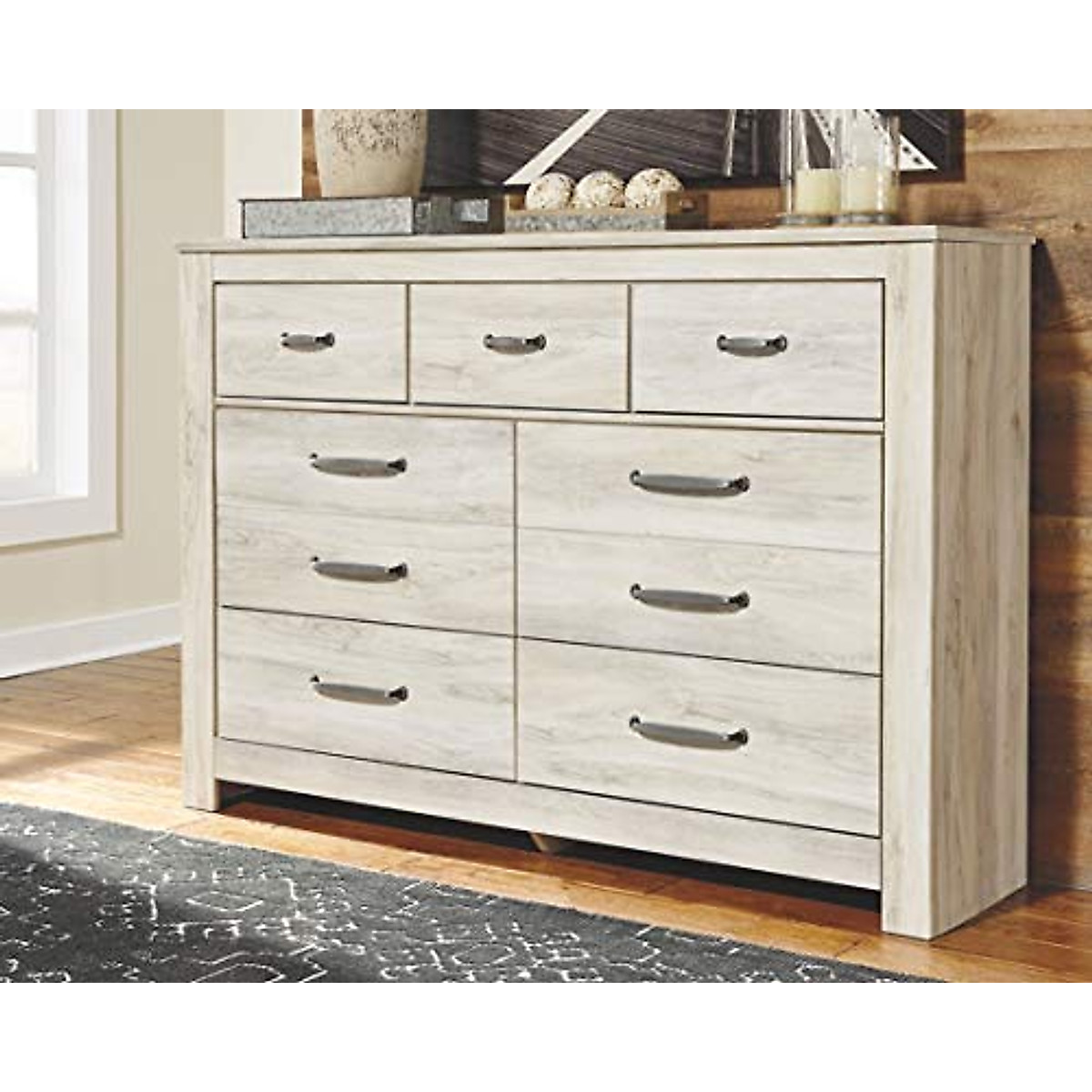 Signature Design by Ashley Bellaby Farmhouse 7 Drawer Dresser, Whitewash