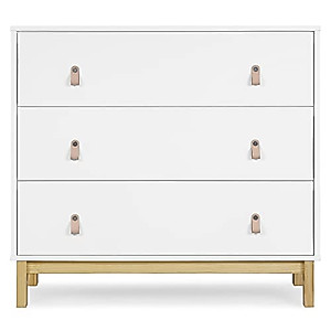 babyGap Legacy 3 Drawer Dresser with Leather Pulls - Greenguard Gold Certified, Bianca White/Natural
