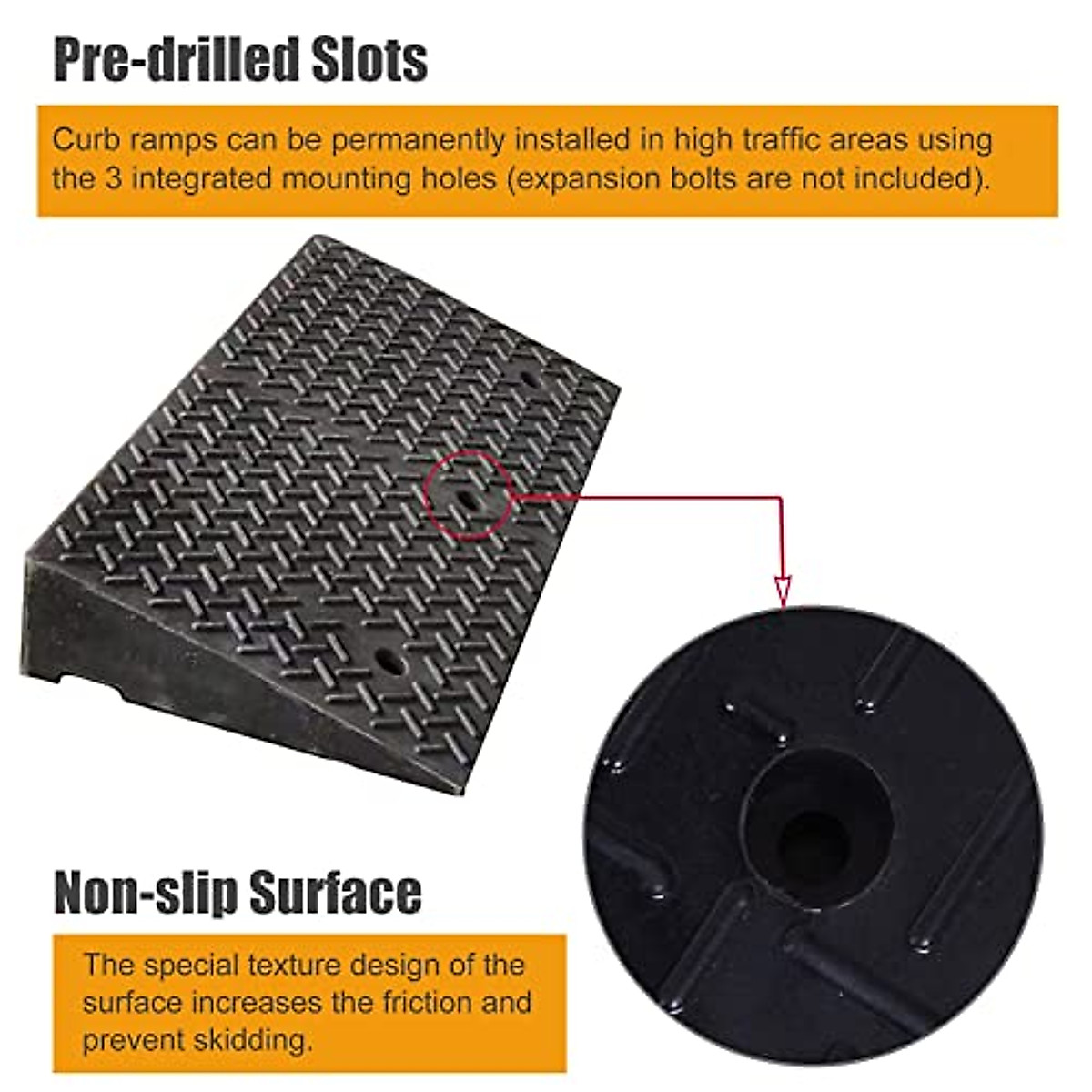 Threshold Ramp, Rubber Ramps for Wheelchairs/Driveway/Scooters, 4/5/6inch Rise Heavy Duty Curb Ramp Threshold Ramps for Garage Garden Parking Lots (Size : 14cm/5.5in)