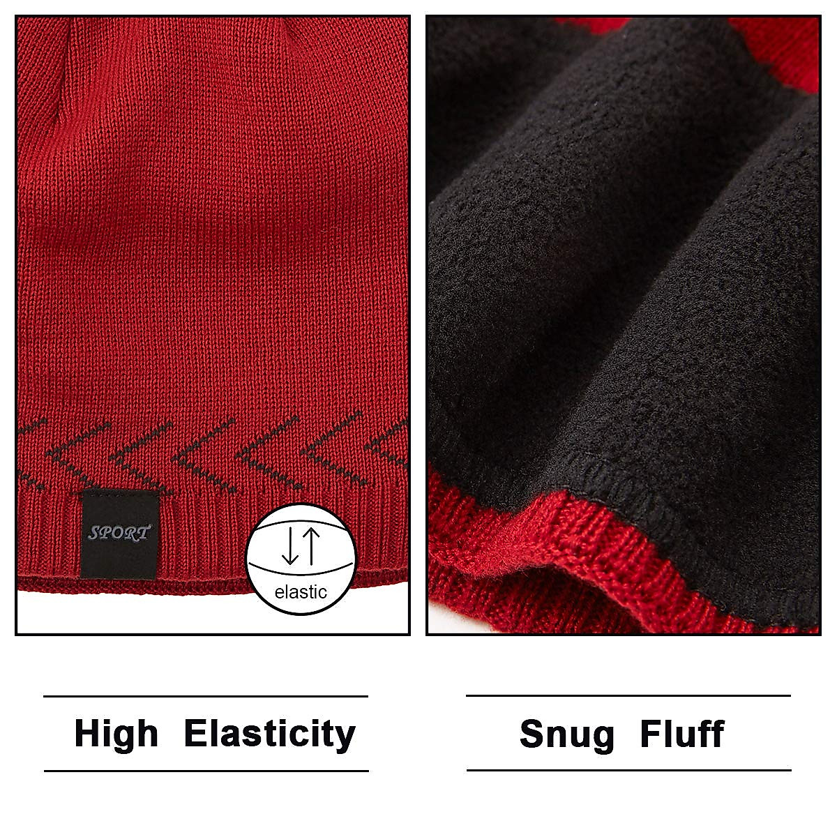 OMECHY Mens Winter Warm Knitting Hats Plain Skull Beanie Cuff Toboggan Knit Cap Black