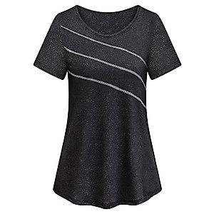 Dry Fit Shirt Women,Cucuchy Exercise Tops Loose Fitting Workout Shirts Short Sleeve Performance Yoga Tunics Oversized Outdoor Plus Active Tees Golf Cycling Hiking Clothes Black 2XL