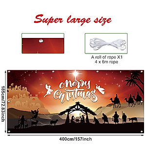 Extra Large Christmas Nativity Garage Door Banner - 6x13ft Backdrop for Xmas Holiday Party Decor
