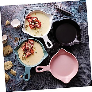 Cabilock Warming Trays Pizza Baking Pan Glass Cake Pan Bread Loaf Pan Ceramic Microwave Plates Snack Plate Ceramic Dish with Handle Ceramic Tableware Bakeware Oven Steak Plate Black Platter